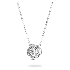 SWAROVSKI Sparkling Dance Set, Necklace and Stud Pierced Earrings Set with White Crystal and Matching Pavé on a Rhodium Finish Setting, Part of the Sparkling Dance Collection