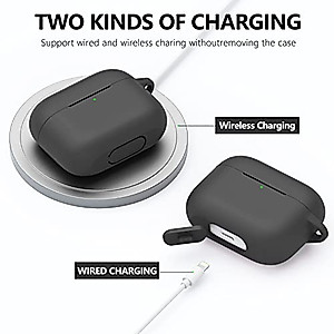 [7 in 1] AirPods Pro Case with Cleaner kit&Replacement Ear Tips,with Keychain and Anti-Lost String Accessories,Cleaning Pen for Air pods Pro Eartips with Noise Reduction Hole(Sizes S/M/L) - Black