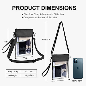 USPECLARE Clear Crossbody Purse Bag Stadium Approved Clear Tote Bag for Work Concert Sports(Clear Black)