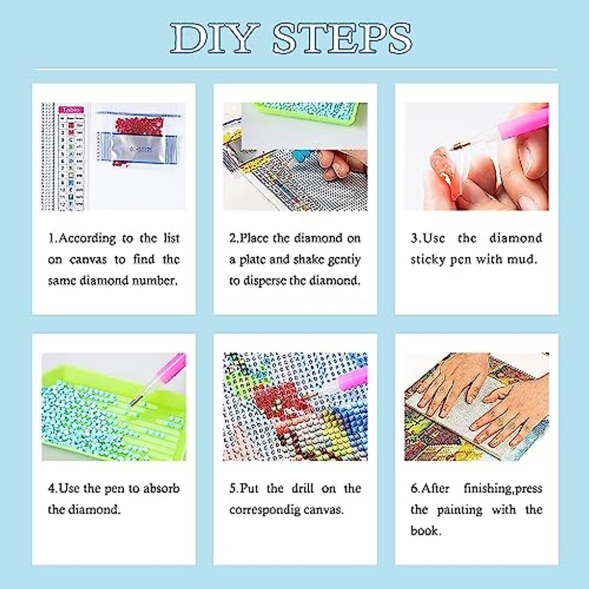 ZuoAnLF 6 Pack Diamond Painting Kits with 3 Magnetic Black Frames, Diamond Art Kit for Beginners DIY Full Drill Gem Art, Magnetic Diamond Painting Frames 30x40cm/12 x 16 Inch