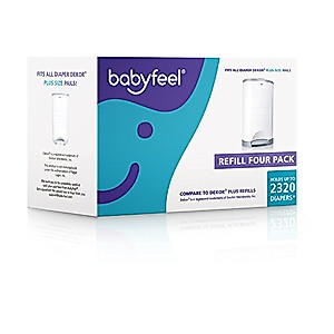 Babyfeel Refills Compatible with DEKOR PLUS Diaper Pails | 4 Pack | Exclusive 30% Extra Thickness | Diaper Pail Refills with Powerful Odor Elimination | Fresh Powder Scent | Holds up to 2320 Diapers