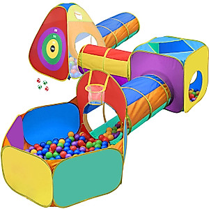 Gift for Toddler Boys & Girls, Ball Pit, Play Tent and Tunnels for Kids, Best Birthday Gift for 3 4 5 Year old Pop Up Baby Play Toy, Target Game w/ 4 Darts Indoor & Outdoor