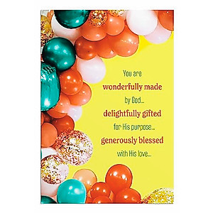 DaySpring - Birthday Balloons - 4 Balloon Designs Assortment with Scripture - 12 Happy Birthday Boxed Cards & Envelopes (U0057)