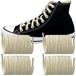Endoto 2 Pairs Shoelaces for Converse Sneaker Shoes Flat Laces Replacement(Color:Beige,Size:54Inch)