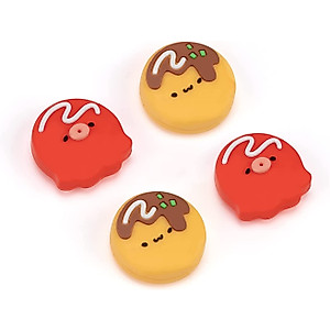 GeekShare Cute Thumb Grip Caps Compatible with Nintendo Switch/OLED/Switch Lite,Soft Silicone Joystick Rocker Cover,4PCS- Takoyaki