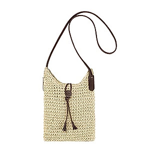 Youjaree Womens Small Straw Crossbody Bag Handwoven Beach Shoulder Bag Handbag Purse with Tassel for Summer (Beige)