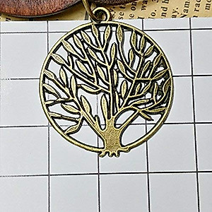 SIVITE Vintage Bronze Tree of Life with Wood Pendant Necklace Long Leather Chain Wooden Necklace for Women