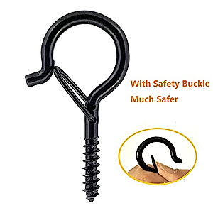 24 Pack Ceiling Hooks for Hanging Plants/ Outdoor String Lights, Screw Hooks with Safety Buckle, Wall Hangers and Light Hangers for Christmas Party Festival Decorations, Easy Release