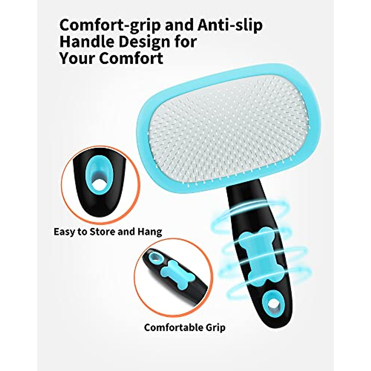 Glendan Dog Brush & Cat Brush- Slicker Pet Grooming Brush- Shedding Grooming Tools(Blue)