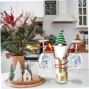 1PC Wine Glass Holder, Christmas Glass Wine Bottle Holder with Santa Gnome Wine Bottle Glass Desktop Organizer Rack for Bar Home Display Christmas Decor.