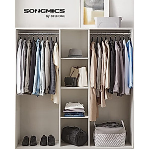 SONGMICS Rubber Coated Wooden Hangers, 20-Pack Clothes Wood Hangers, Non-Slip Coat Hangers, Rubber Hangers with Shoulder Grooves and 360° Swivel Hook, for Suits Shirts Coats, Black UCRW011B02