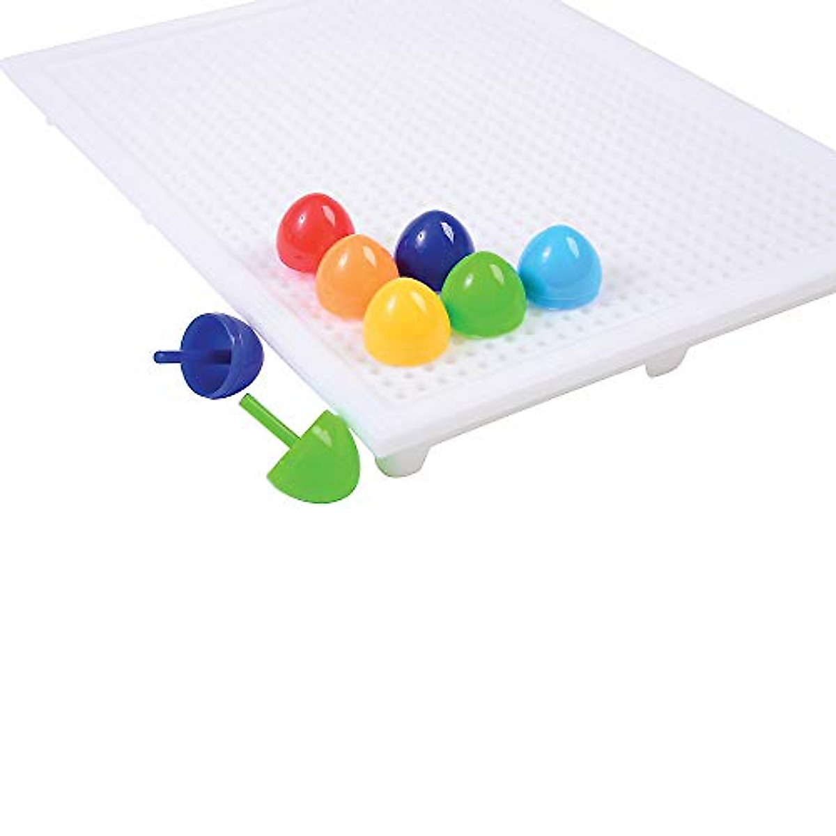 Constructive Playthings 250 Piece Peg-It Play Including 240 Brightly Colored 1/2" Diam. Pegs, Five 8 1/2" W. x 6 1/2" H. Plastic Pegboards and 5 Double-Sided Design Cards for Ages 3 Years and Up