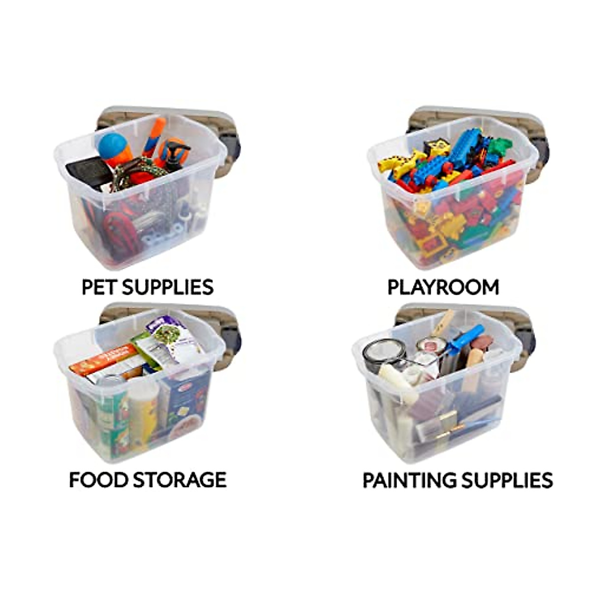 Rubbermaid Roughneck Clear 19Qt/ 4.75 Gal Storage Containers, Pack of 6, with Snap-Fit Grey Lids, Visible Base, Sturdy and Stackable, Great for Storage and Organization