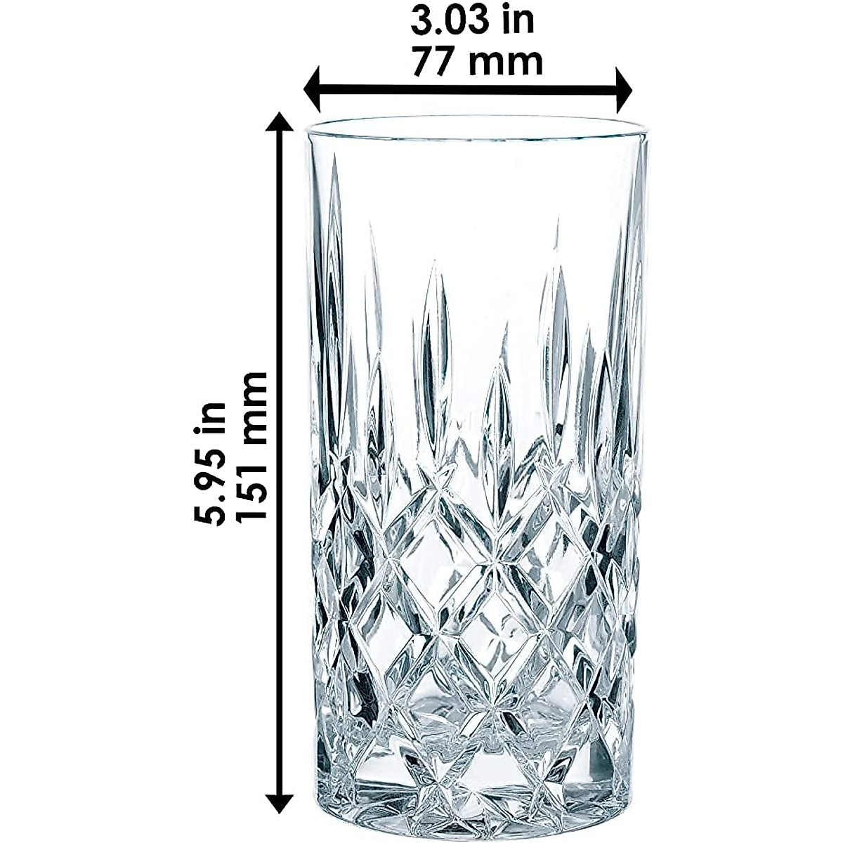 Nachtmann Noblesse Collection Long Drink Glasses | Set of 4 cocktail Cups | Made of Crystal Glass | 6-Inch Highball Glasses for Cocktails, Juice and other Mixed Drinks | 13-Ounces