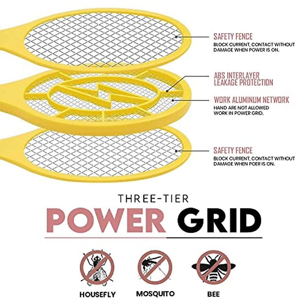 DEVOGUE® Electric Fly Swatter Bug Zapper Battery Operated Flies Killer Indoor & Outdoor Pest Control Mosquito and Insect Catcher Racket