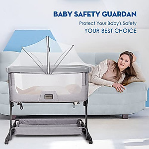 Beberoad Love Bassinet Mosquito Net Cover for Baby Bassinet Cover to Keep Cats Out Mosquito Net for Bassinet/Bedside Sleeper/Travel Cribs (White)