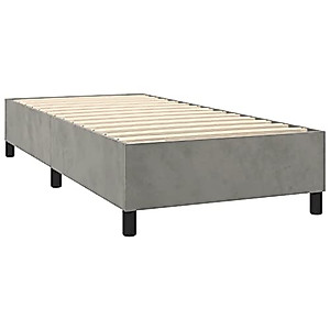vidaXL Box Spring Bed with Mattress Home Bedroom Mattress Pad Single Bed Frame Base Foam Topper Furniture Light Gray 39.4"x79.9" Twin XL Velvet