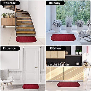 BEQHAUSE 30x18 Inch Kitchen Rug Mat, Durable Anti-Slip Absorbent Dirt-Resistant Kitchen Rug Pet Mat Machine Washable (Red)