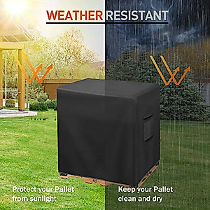 MRWiZMS 600D Heavy Duty Black Pallet Cover | Pallet Covers Fits Large Pallets Up to 48" x 60" x 48" | Waterproof,Weather Resistant, Rip-Proof, Anti-UV, Fade Resistant, with Adjustable Velcro Strap