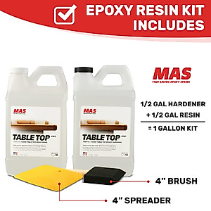 MAS Table Top Pro (1-Gallon Kit) | Crystal Clear Casting for DIY Arts and Crafts Projects | 2-Part Resin and Hardener Epoxy Kit | for Countertops, Wood Tables, Tabletops, Bar Tops, and More