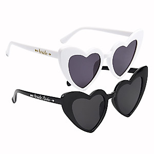 LADY&HOME 10pcs Heart Shaped Bachelorette Party Sunglasses Bridal Shower Favors Supplies Weddings Sunglasses(Black)