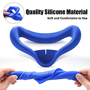 10PCS Set VR Silicone Face Cover Compatible with Oculus Quest 2 Accessories, Sweat-Proof Lightproof Non-Slip Washable Replacement (Blue/Black/Red/White),Len Protector,Disposable Eye Cover