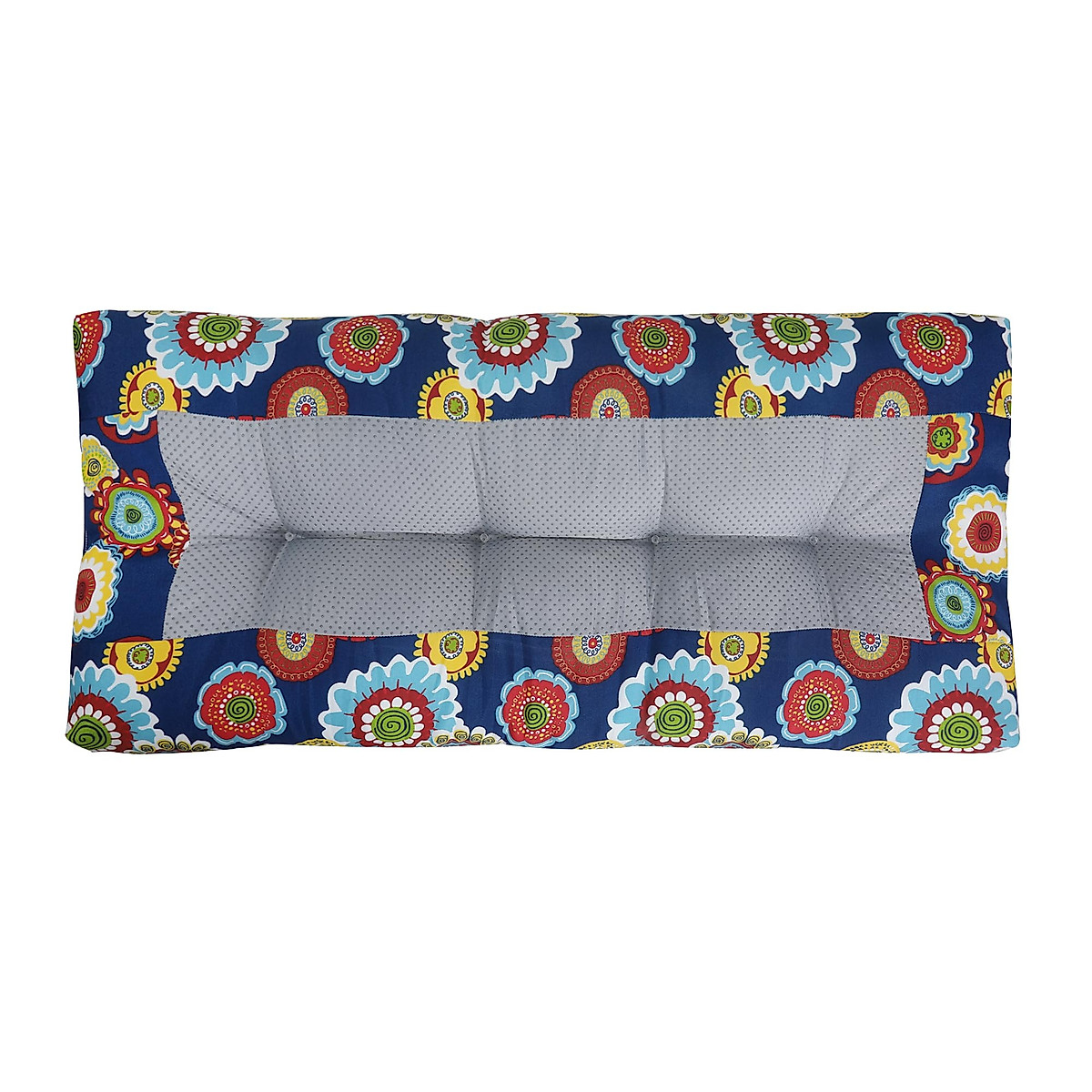 Magpie Fabrics Patio Bench Cushion 45"x18", Indoor/Outdoor Non-Slip Water Resistant Long Seat Pads, Tufted Loveseat Cushion for Swing, Settee, Window, Garden, Wicker, Front Porch (Heronsbill Navy)