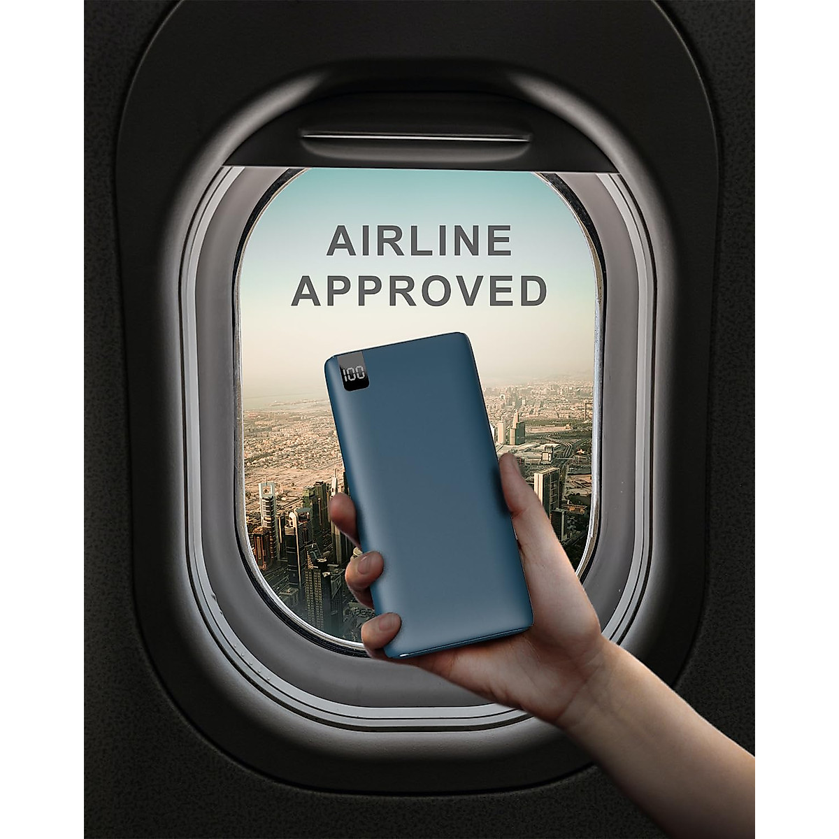 IXNINE Power Bank 26800mAh Portable Charger, High Capacity Phone Charger Compact External Battery Pack with LED Display and 4 Fast Charging Outputs for Cellphone Tablet Survival Gear (Blue)