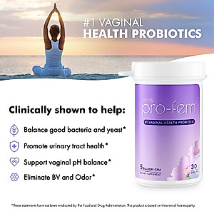 HPD Rx Pro-Fem #1 Vaginal Health Probiotic | Vaginal Probiotics | Clinically Proven to Promote Yeast & PH Balance, Urinary Tract Health | Feminine Probiotics | Works in 7 Days | 30 Capsules | 1 Pack