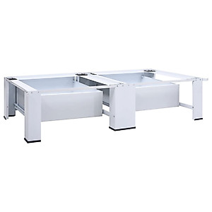 vidaXL Washing and Drying Machine Pedestal with Pull-Out Shelves White