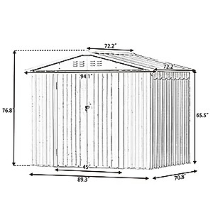 Danxee Outdoor Storage Shed 8x6 FT, Metal Garden Shed with Vents for Bike, Garbage Can, Tool, Lawnmower, Outside Sheds & Outdoor Storage Galvanized Steel with Lockable Door (Gray)
