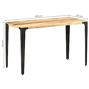 GOLINPEILO Wooden Dining Table with Powder-Coated Steel Frame, Kitchen Table Living Room Table, 47.2"x23.6"x29.9" Solid Mango Wood -AA