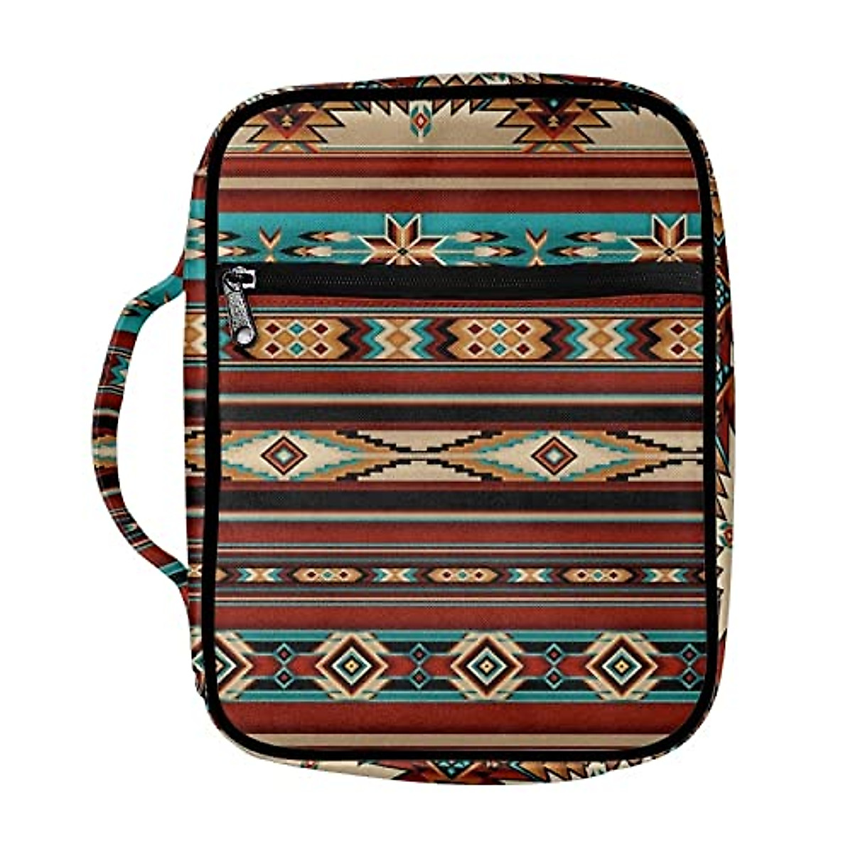 Buybai Personality Bible Cover for Men Women Aztec Tribal Geometric Printed Bible Carrying Case with Handle and Zipper