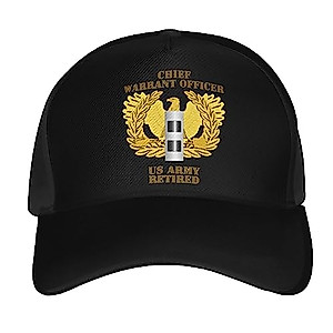 Tavos Army Retired Chief Warrant Officer Emblem Cw2 Trucker Hat for Men - Baseball Snapback Cap Outdoors Black