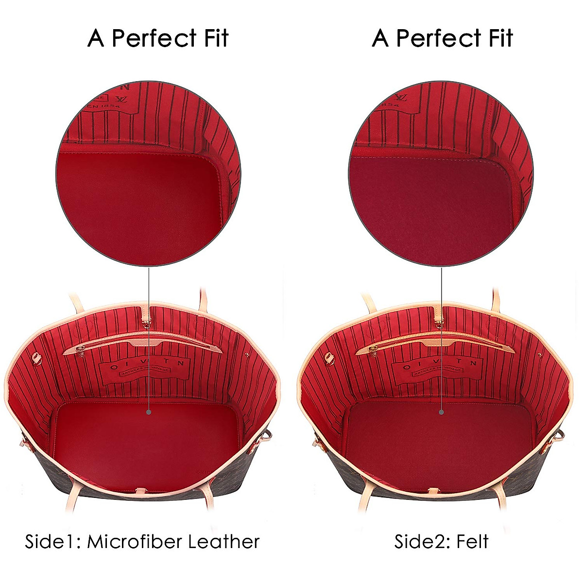 CHICECO Handbag Base Shaper for bag, Vegan Leather and Felt - Cherry Red