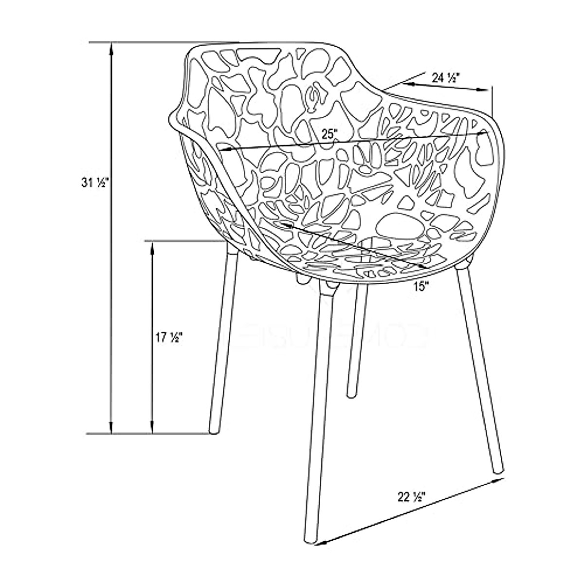 LeisureMod Devon Modern Aluminum Indoor-Outdoor Stackable Patio Dining Armchair, Orange