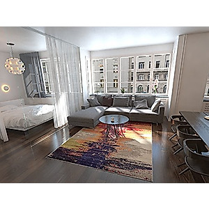 Unique Loom Estrella Collection Abstract, Rustic, Modern, Gradient, Distressed Area Rug (7' 0 x 10' 0 Rectangular, Pink/Navy Blue)