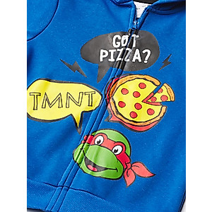 Teenage Mutant Ninja Turtles Boys' Graphic Zip-up Hoodie, Blue, 7/8