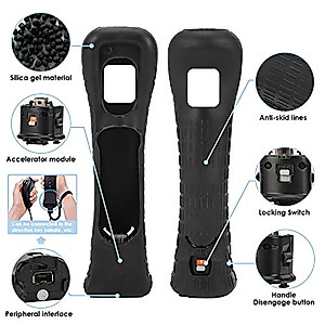 DERCLIVE Remote Motion Plus Sensor Controller Adapter + Silicone Case for Wii