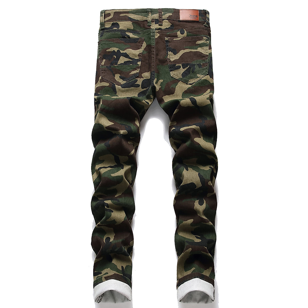 AITITIA Men's Regular Fit Biker Jeans (1544 Camo, 32)