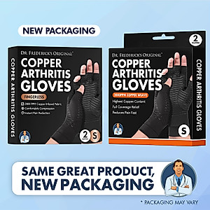 Dr. Frederick's Original Copper Arthritis Glove - 2 Gloves - Perfect Computer Typing Gloves - Fit Guaranteed - Small