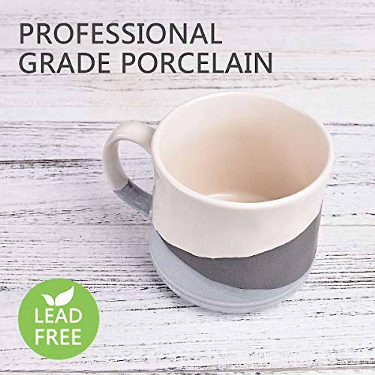 Bosmarlin Large Stoneware Coffee Mug, Big Tea Cup for Office and Home, 21 Oz, Dishwasher and Microwave Safe, 1 PCS (Geometry-Grey)