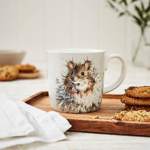Portmeirion Royal Worcester Wrendale Designs Dandelion Mug | 14 Ounce Large Coffee Mug with Mouse Design | Made from Fine Bone China | Microwave and Dishwasher Safe
