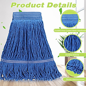 Roshtia 30 Pieces Commercial Mop Head Replacement Floor Cleaning Wet Mop Heads Heavy Duty Cotton String Mops Blue Large Industrial Cleaning Mop Head Refills for Industrial Home Commercial Cleaning