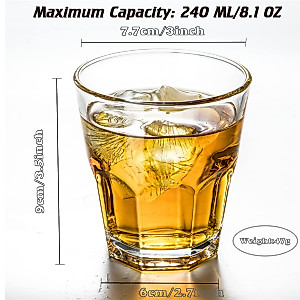 Clear Plastic Drinking Glasses, Acrylic Cups Reusable, Unbreakable Tumblers Set of 8, Drinkware Set Water Glasses for Kitchen Cocktail Picnic Party Juice Whiskey Wine, 8.5 OZ, BPA Free (Clear)