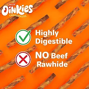 Hartz Oinkies Twirls + Collagen to Support Skin & Joints, Made with Real Chicken Breast, Highly Disgestible Dog Chews, 20 Count