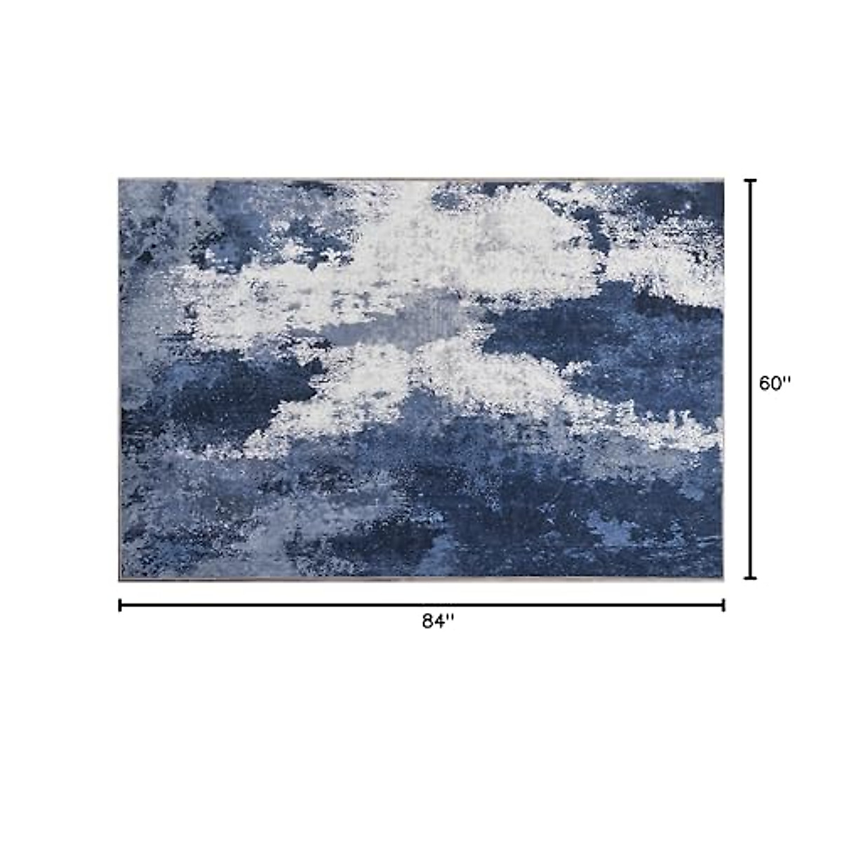 Andency Washable Area Rug 5x7, Modern Abstract Living Room Rugs, Non Slip Carpet for Bedroom Dining Room, Large Soft Satin Resistant Home Decor Rug, Blue