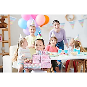 PlandRichW Unicorn Wrapping Paper Folded for Girls, Barbie, Women Birthday 4 Princess Pink Designs of Rainbow, Fairy Wand, Diamond, for Holidays Baby Shower 12 Sheets 20 × 29 Inches