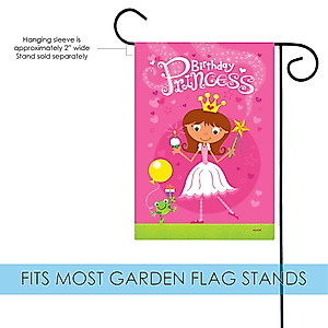Toland Home Garden 1112455 Pink Princess Birthday Flag 12x18 Inch Double Sided Birthday Garden Flag for Outdoor House Princess Flag Yard Decoration