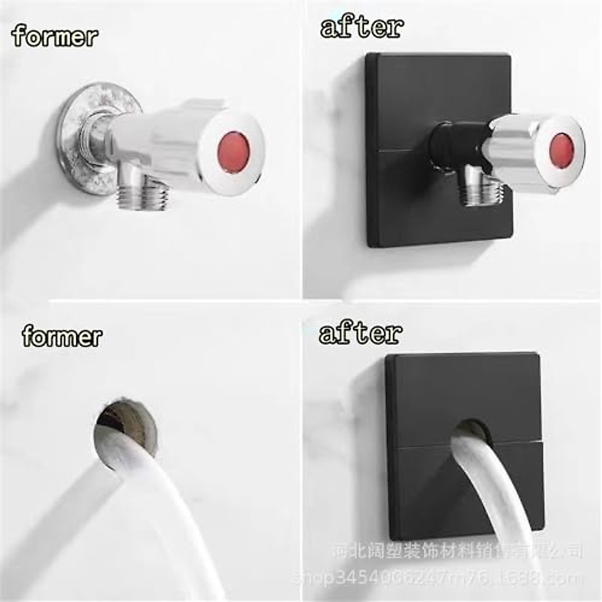 Wall Split Flange Plumbing Cover Plates Square Shower Arm Escutcheon Plate Pipe Flange Cover for Fixed Shower Head Faucet Standard Pipes (12mm/0.47in)